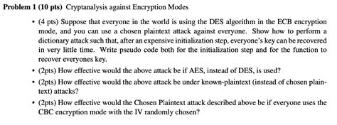 Problem 1 10 Pts Cryptanalysis Against Encryption