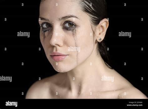 Studio Portrait Of Wet Woman Stock Photo Alamy