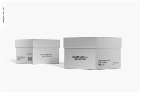 Maqueta de cajas metálicas cuadradas con tapa vista izquierda Archivo PSD Premium
