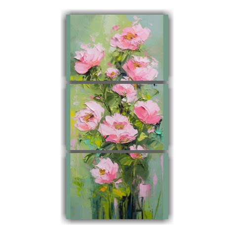 Cuadro Decorativo Surrealista De Flores En Verde Y Rosa Decocuadros