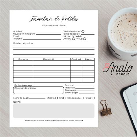 Plantillas De Formularios De Pedido De Scripts Formulario De Pedido