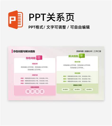 存在问题与解决措施 简约风项目汇报关系页ppt单页完美办公