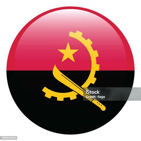 앙골라 국기입니다 플래그 아이콘입니다 표준 색상 원 아이콘 플래그입니다 3d 일러스트레이션입니다 컴퓨터 일러스트레이션 디지털 일러스트레이션 벡터 일러스트 레이 션입니다 3d
