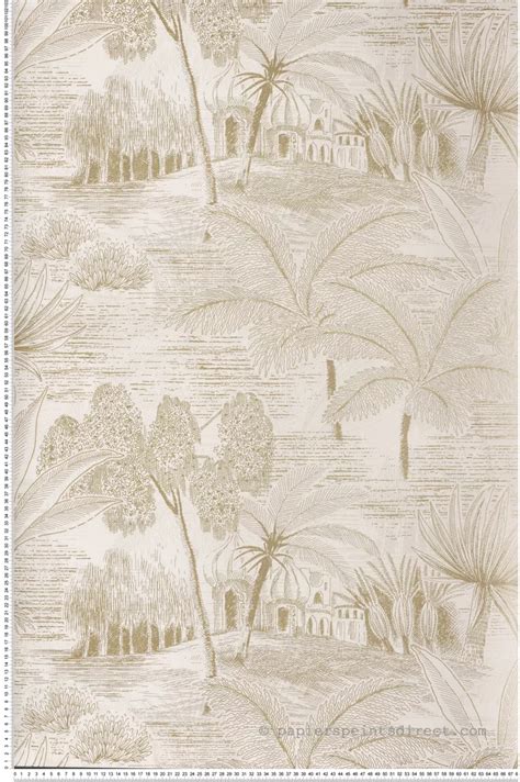 Papier peint Temple Palmier Baharia blanc doré Bord Du Nil de Casamance