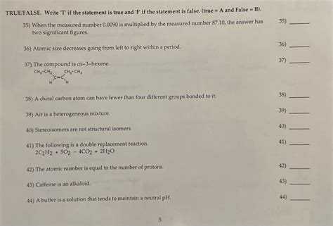 Solved Rue False Write T If The Statement Is True And