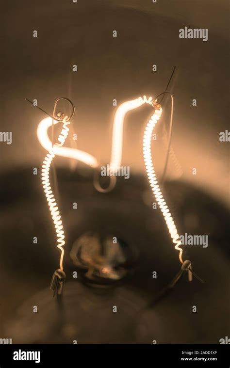 Light Bulb S Tungsten Filament Glowing As It Is Heated By The Electric Current Flowing Through