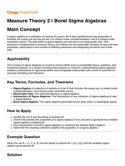 Chegg Prepsheet Measure Theory 2 Borel Sigma Algebras Pdf Measure Mathematics