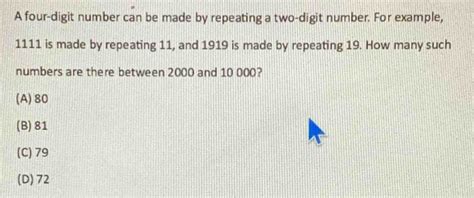 Solved A Four Digit Number Can Be Made By Repeating A Two Digit Number