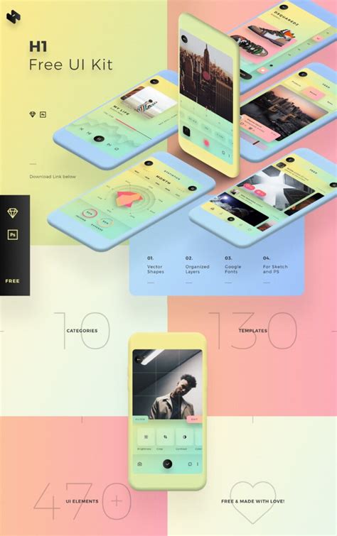 H1 Free Mobile Ui Kit Download Free Resource