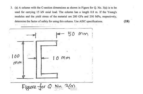 Solved 3 A A Column With The C Section Dimensions As
