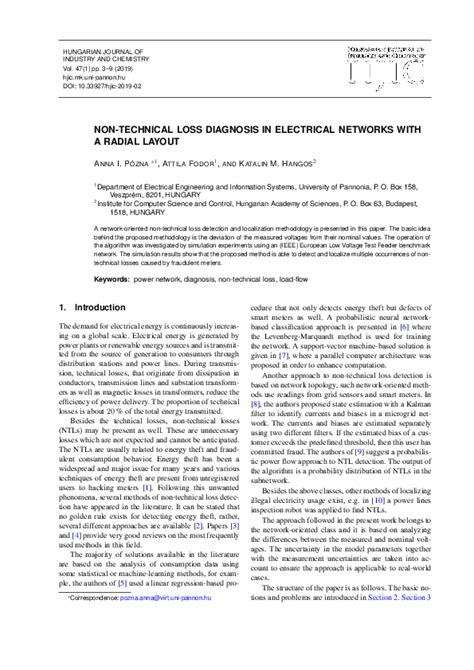Pdf Non Technical Loss Diagnosis In Electrical Networks With A Radial Layout