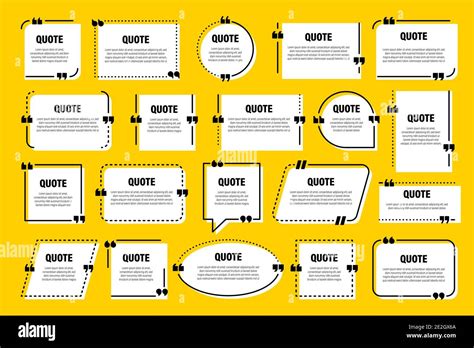 White Isolated Quote Frames Speech Bubbles With Quotation Marks Blank Text Box And Quotes