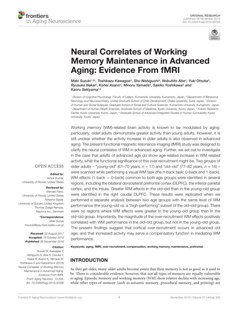 Pdf Neural Correlates Of Working Memory Maintenance In Advanced Aging