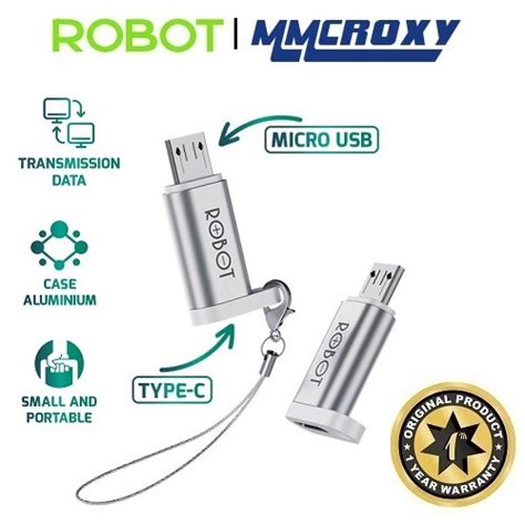 Jual Robot RT OTG01 Adapter OTG Type C Female To Micro USB Male Shopee Indonesia