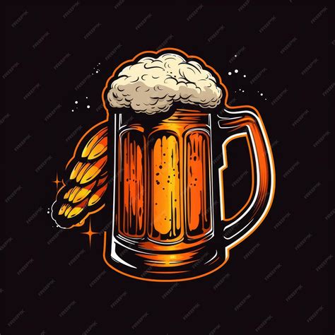 Premium Ai Image Mug Beer Logo On Cap Vector Illustration Emblem