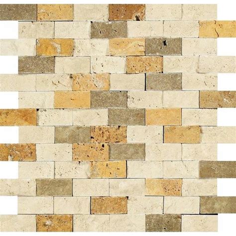 Nesttile Mixed Travertine Split Faced Brick Wall Mosaic Tile 1x2 Wayfair