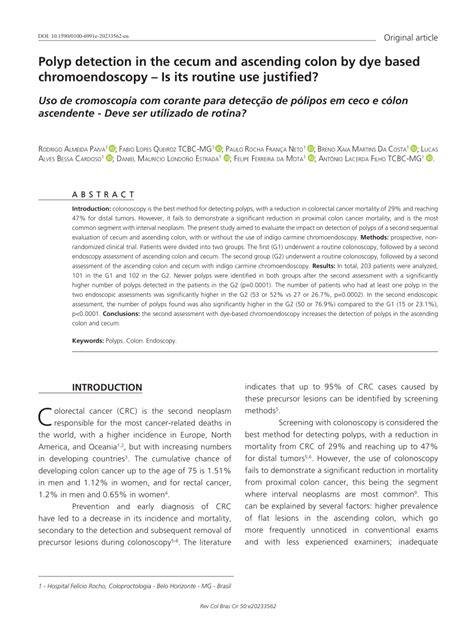 pdf polyp detection in the cecum and ascending colon by dye based