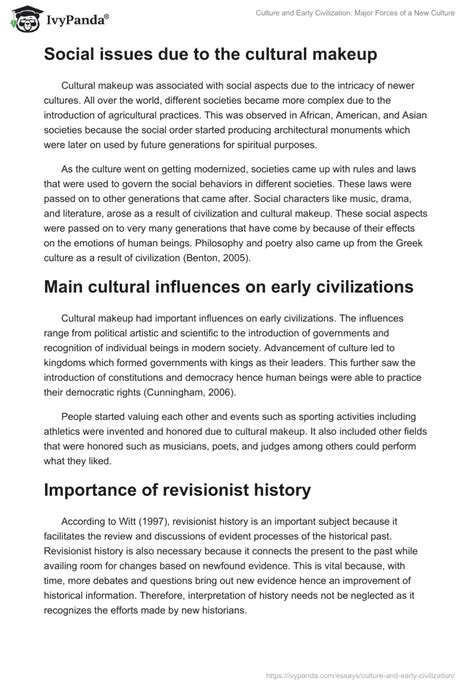 Culture And Early Civilization 620 Words Essay Example
