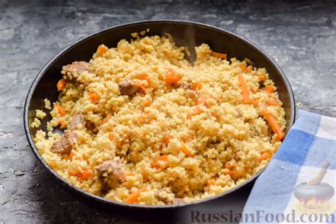 Рецепт: Пшённая каша с индейкой (на сковороде) на RussianFood.com