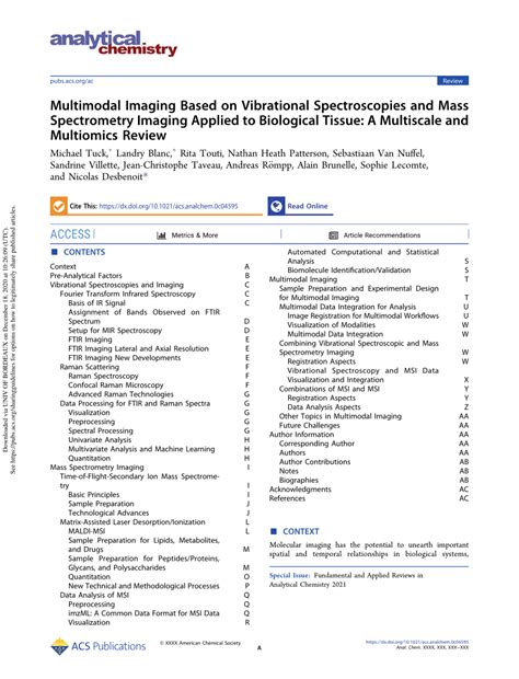 Pdf Multimodal Imaging Based On Vibrational Spectroscopies And Mass Spectrometry Imaging
