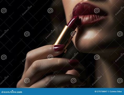 A Boldly Bold Intense Red Lip That Commands Attention Stock