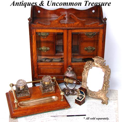 Rare Antique Victorian Era Travel Inkwell In Genuine Tortoise Shell Bo