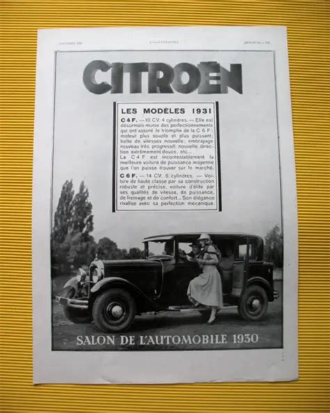 publicite de presse citroen automobile les modeles 1931 c4f et c6f ad