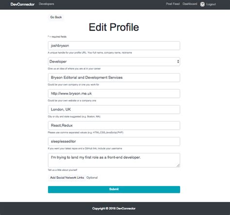 Github Sleeplesseditor Devconnector A Social Network For Developers Built With The Mern