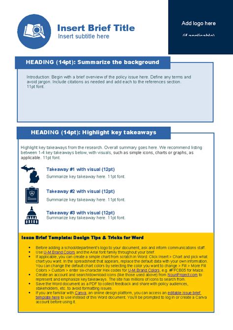 PEER One Pager Issue Brief Template 2 Insert Brief Title Insert Your