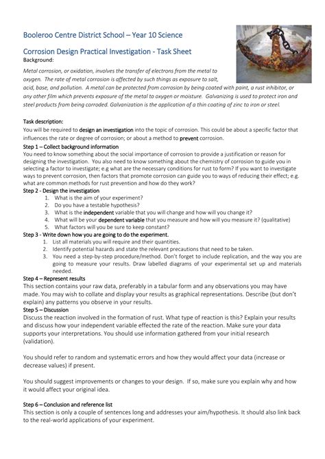 Corrosion Design Practical Investigation