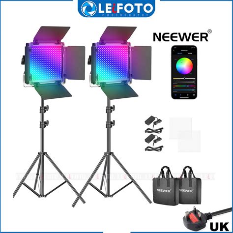 Neewer 2 Packs 660 Pro Rgb Led Video Light With App Control Stand Kit