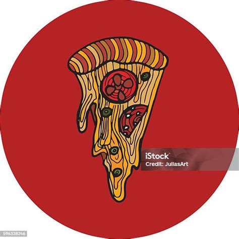 페퍼로니 피자 조각 손으로 그린 벡터 일러스트레이션 고기에 대한 스톡 벡터 아트 및 기타 이미지 고기 기업 재무와 산업 레스토랑 Istock