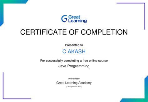 Completed A Course On Basic Java Programming Where I Learnt Java Fundamentals And Basic Methods