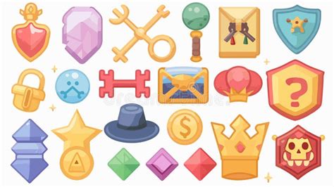 Professional Game Interface Icons Set For UI Design Elements Usage Stock Illustration