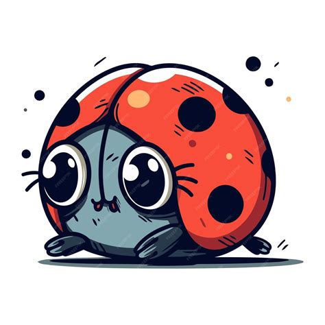 Миленькая карикатурная ледибуг изолирована на белом фоне Векторная иллюстрация Премиум Ai