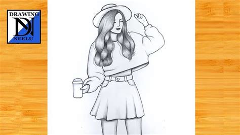 How To Draw A Traditional Girl Taking Selfie Pencil Sketch Tutorial