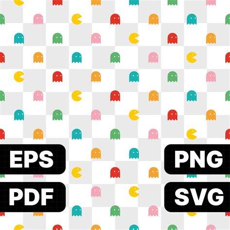 Pacman Pattern Eps Pdf Svg Png Colorful Graphic Vector Etsy