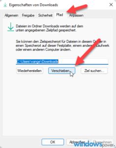 Standard Download Speicherort ändern bei Windows