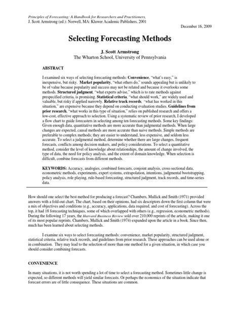 Pof Selecting Forecasting Methods Download Free Pdf Forecasting
