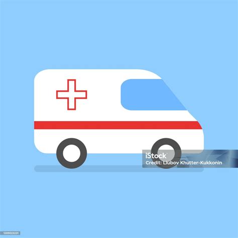 파란색 배경에 구급차 자동차입니다 의료 후송 구급차 비상 사태 응급 벡터 일러스트레이션 1위에 대한 스톡 벡터 아트 및 기타 이미지 Istock