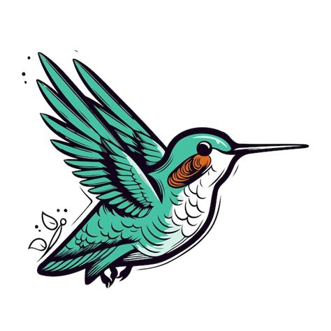 바탕에 고립된 콜리버드 ⁇ 터 손으로 그린 그림 프리미엄 벡터