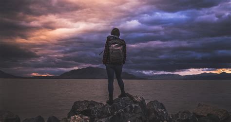 Free Images Man Sea Coast Rock Ocean Horizon Silhouette Person