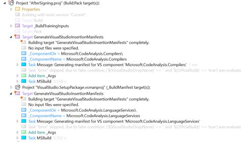GenerateVisualStudioInsertionManifests Not Executing During Build