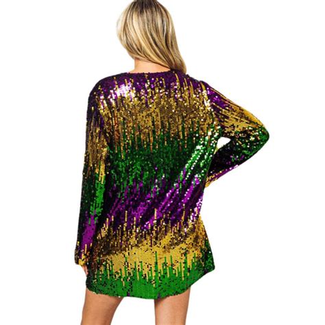 Ladies Mardi Gras Sequin Color Block Cardigan Mardi Gras Apparel