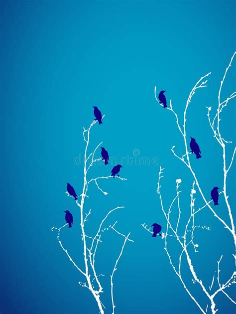 Flying Birds And Tree Branches On Grunge Back Lit Stock Vector Illustration Of Artistic