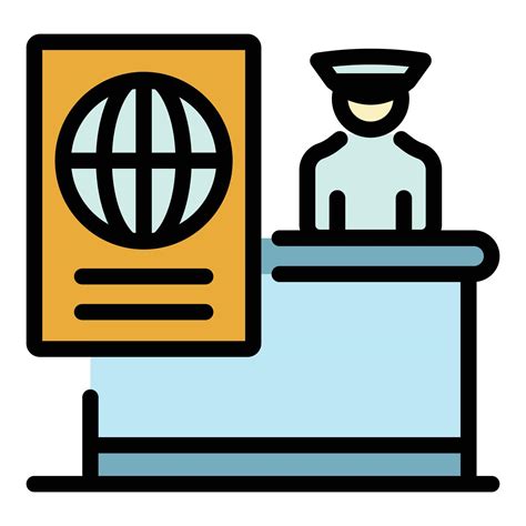 Police Passport Control Icon Color Outline Vector 15043079 Vector Art At Vecteezy