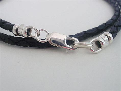 Leather Necklace For Men Black Or Brown Leather Braided Thong With 925