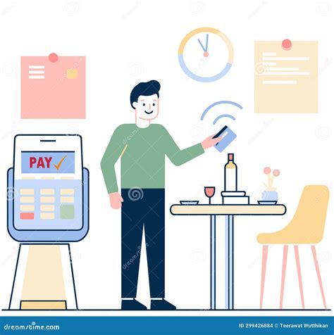 Man Makes Contactless Payments Stock Illustration Illustration Of