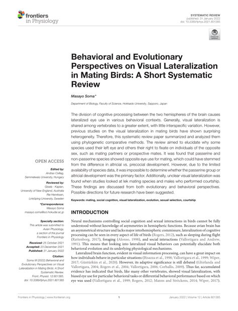 Pdf Behavioral And Evolutionary Perspectives On Visual Lateralization