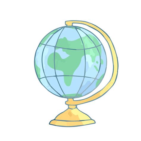 Hand Drawn Cute Isolated Colorful Globe Watercolor School Geography